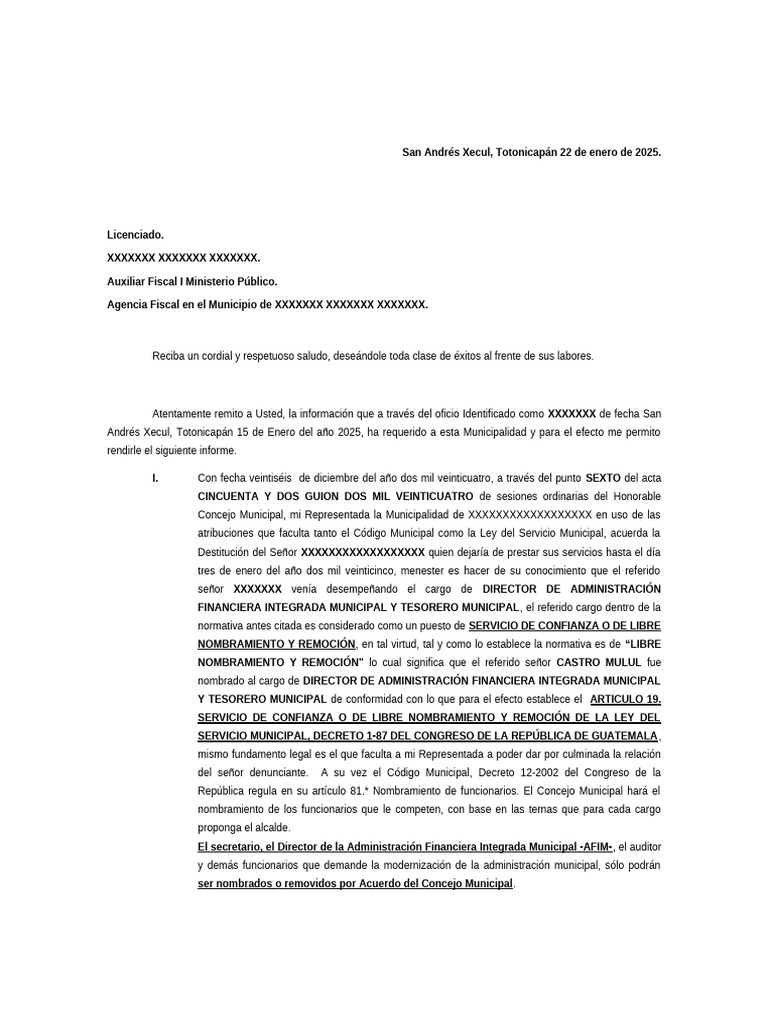 Oficio Respuesta MP | PDF | Auditoría | Gobierno