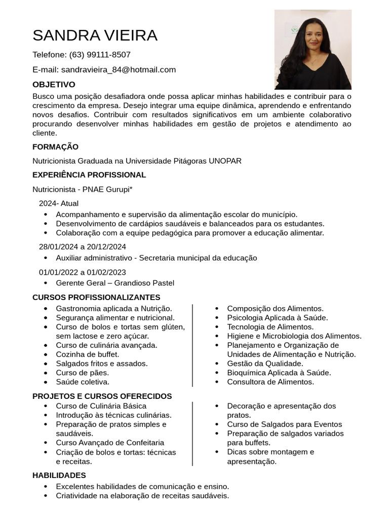 SANDRA VIEIRA Currículo com foto (4) | PDF