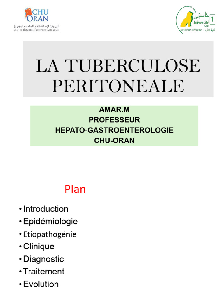 14-Tuberculose Peritoneale PPT Externes Module | PDF | Tuberculose ...