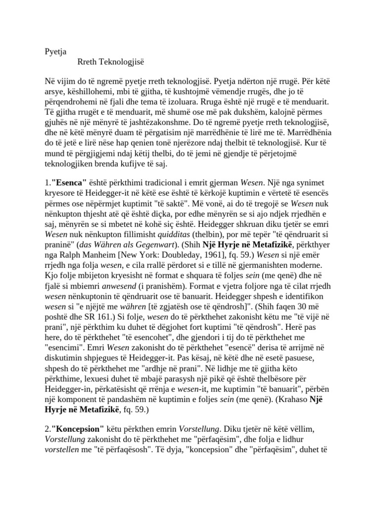 Pyetja Rreth Teknologjise - Martin Hajdegeri | PDF