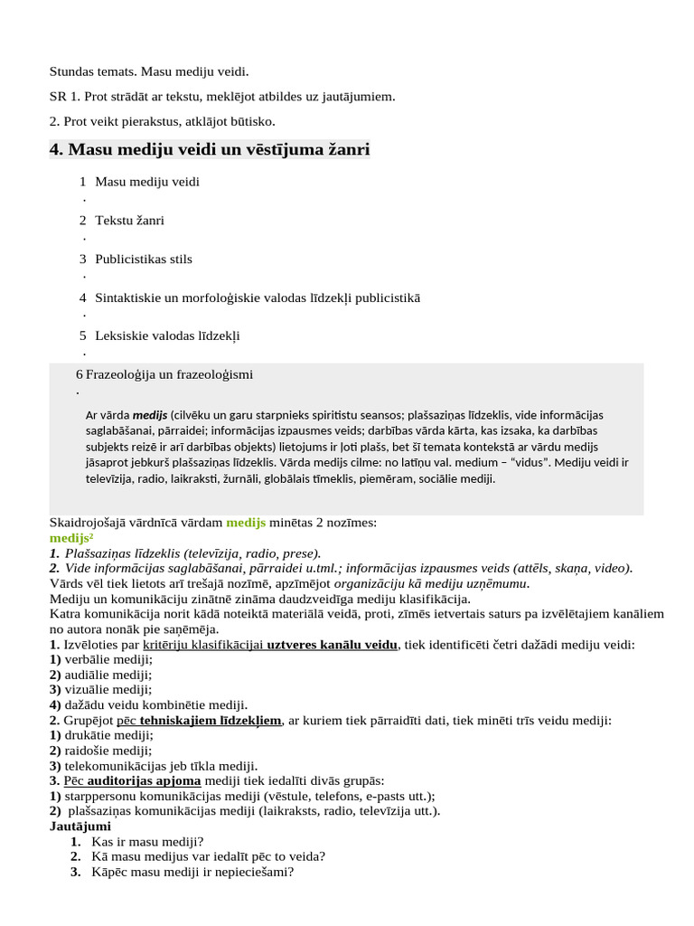 Masu Mediju Veidi | PDF