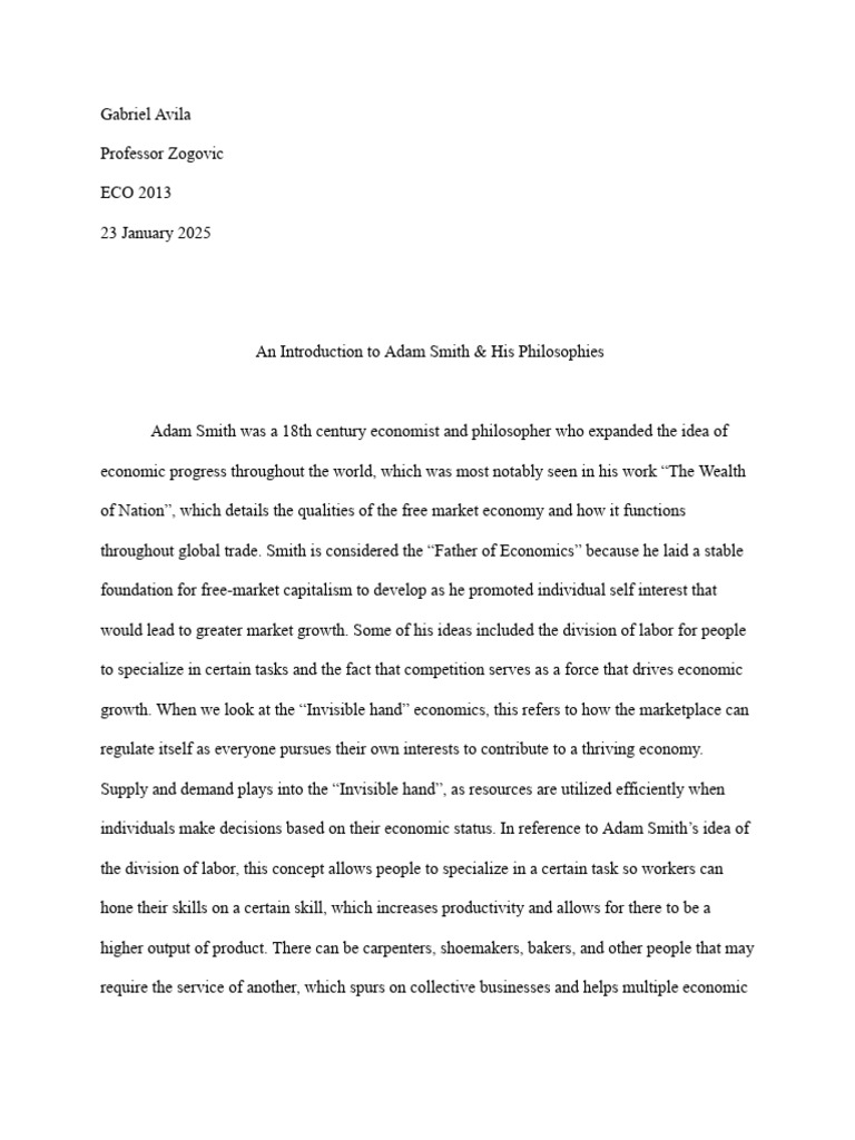 Adam Smith and The Concept of "Invisible Hands" | PDF | Economics ...