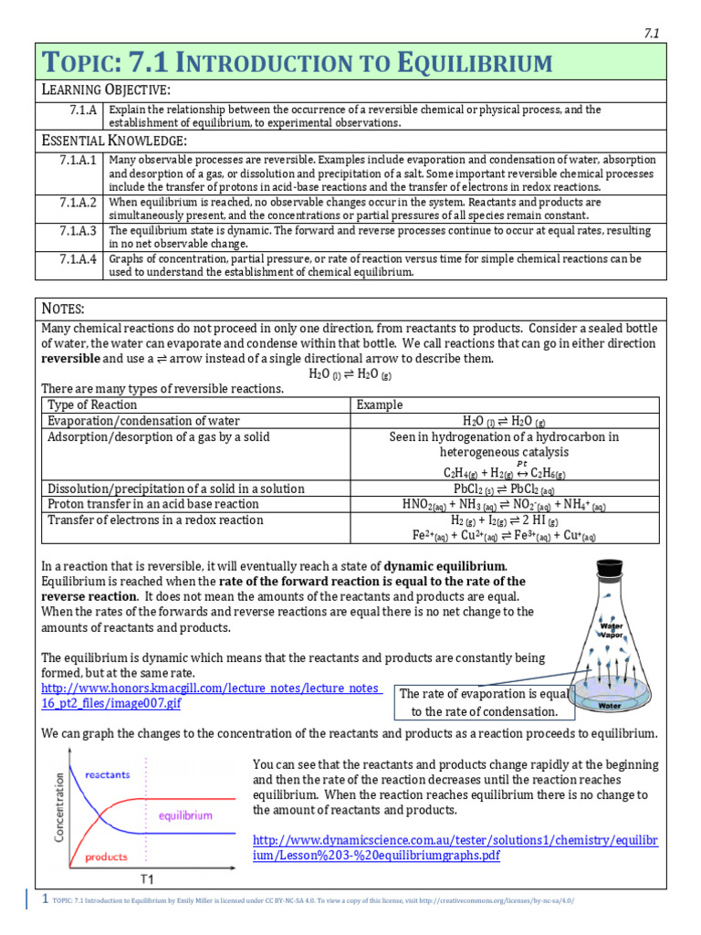 Introduction to Chemical Equilibrium | PDF | Chemical Reactions ...