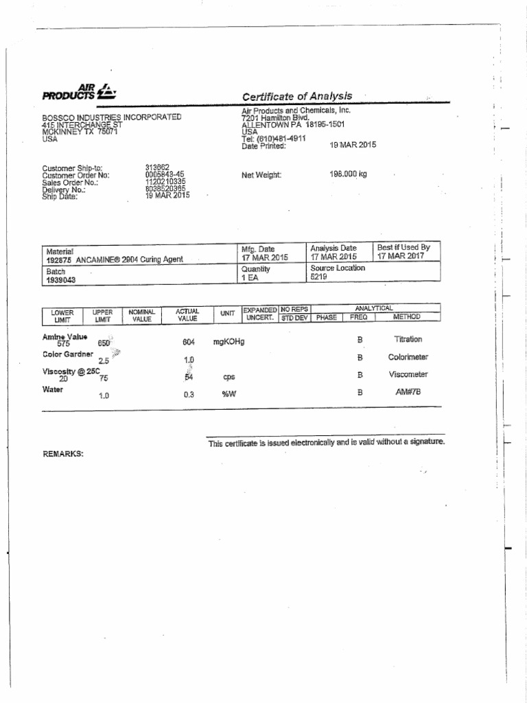 Aliphatic Amine - Curing Agent - ANCAMINE 2904 | PDF