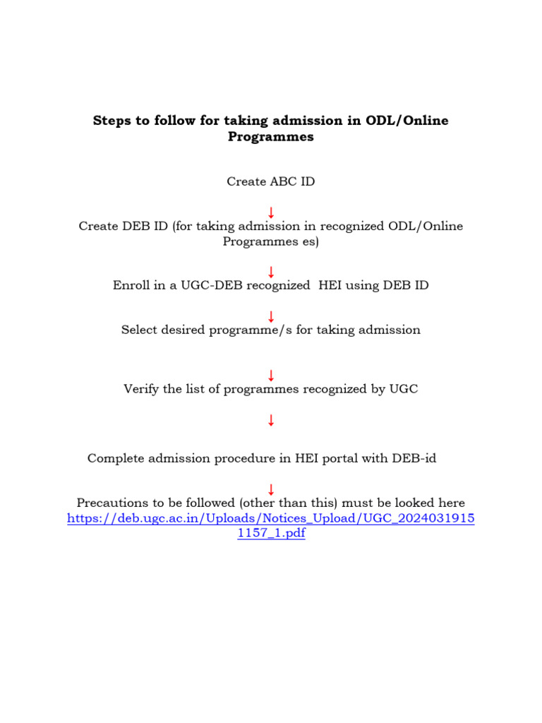 ODL/Online Program Admission Steps | PDF
