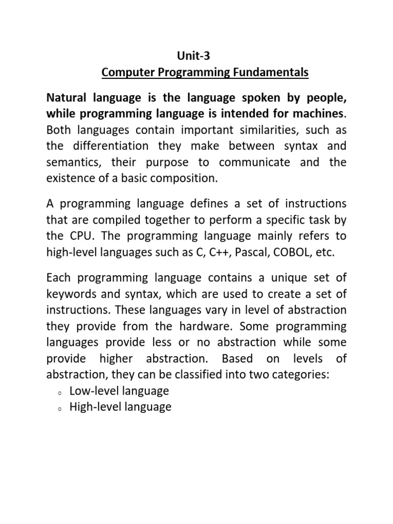 cpf unit 3 | PDF | Programming Language | Library (Computing)