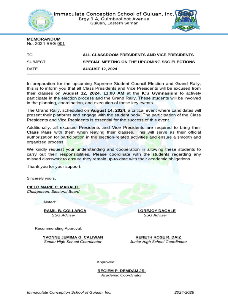 Memorandum-2024-2025 | PDF