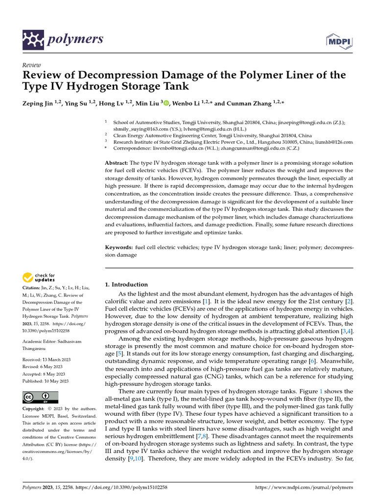 Review of Decompression Damage of The Polymer Liner of The Hydrogen ...