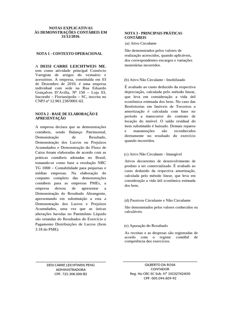 Modelo Notas Explicativas | PDF | Contabilidade | Corporações