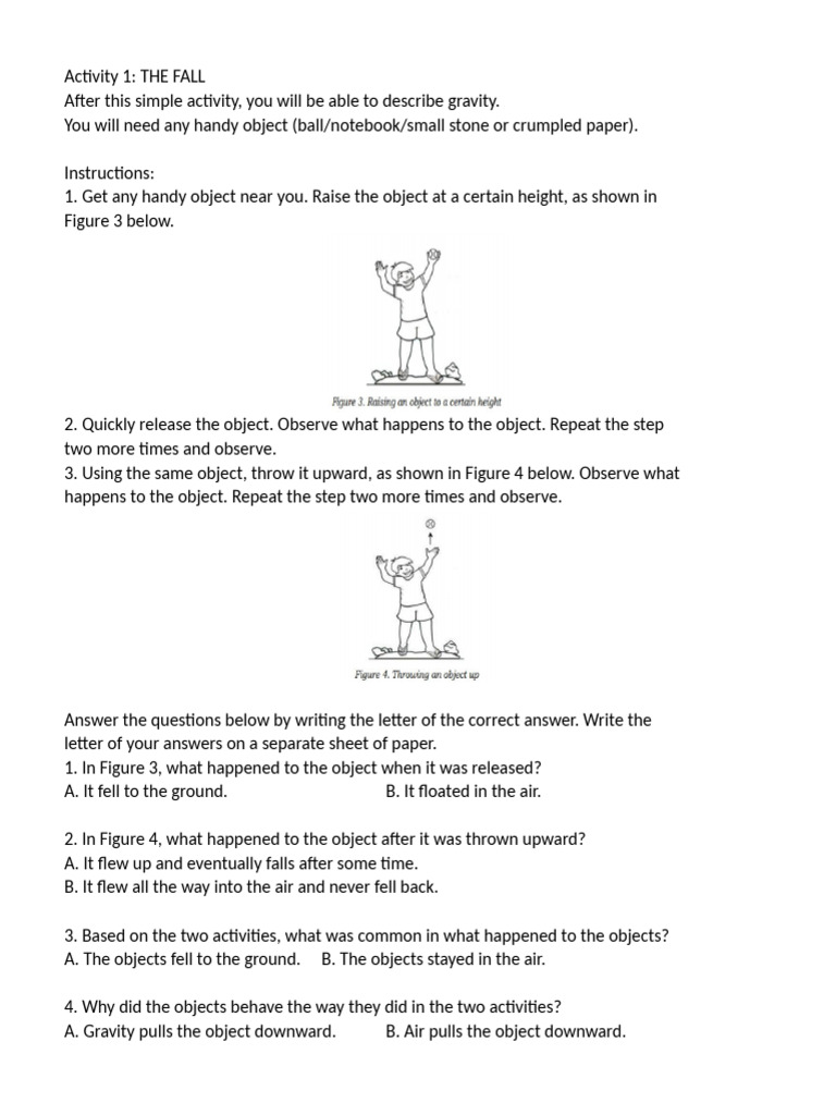 Grade 6 Gravity Activity | PDF | Gravity | Force
