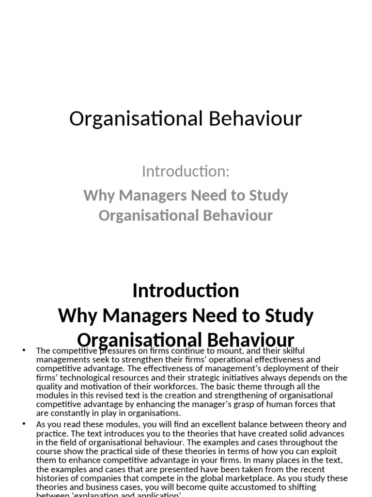 Organisational Behaviour Module 1 | PDF | Extraversion And Introversion | Organizational Behavior