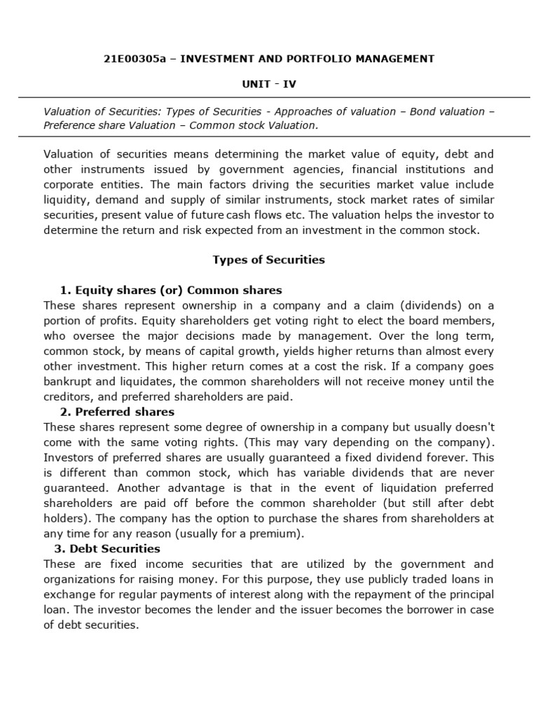 Ipm Unit 4 Pdf Bonds Finance Securities Finance