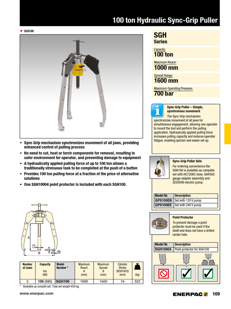 SGH-Series 100 Ton Hydraulic Sync-Grip Pullers EN-GB | PDF | Pump ...
