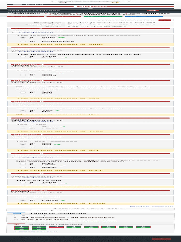 202425 Q1 Grade 3 Math WS2 Attempt Review | PDF | Mathematics | Arithmetic