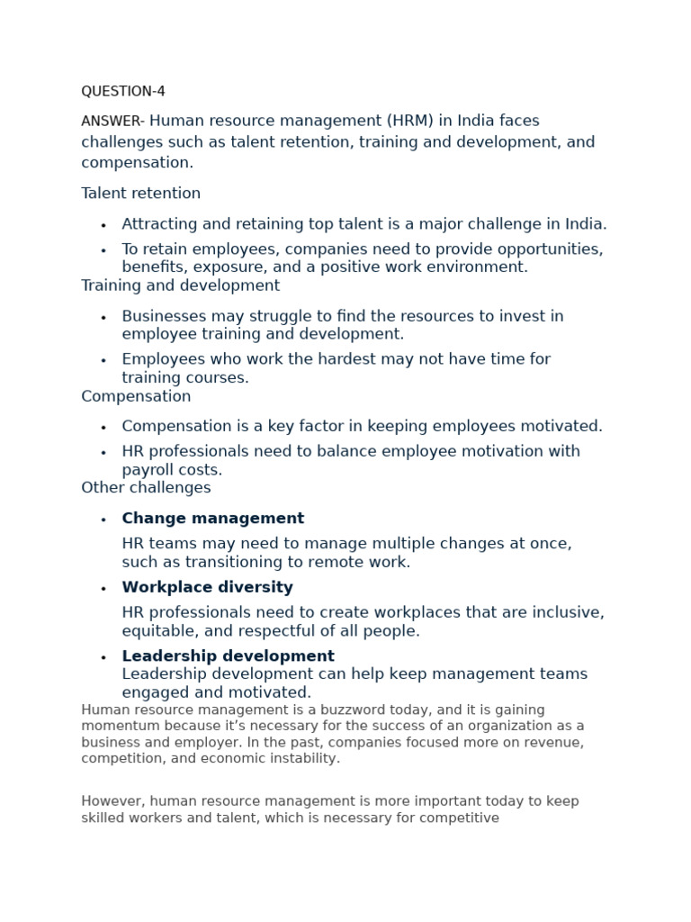 Answer 4 | PDF | Human Resource Management | Employee Retention