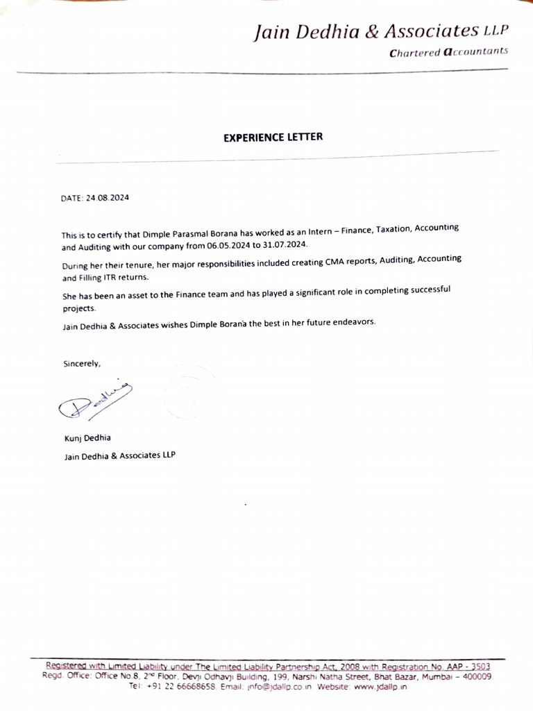 Experience Letter | PDF