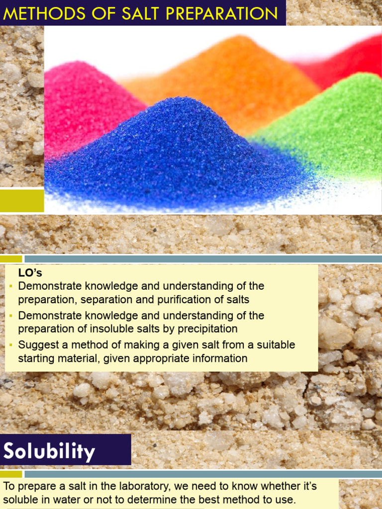Methods of Preparation of Salts AQ | PDF | Salt (Chemistry) | Solubility