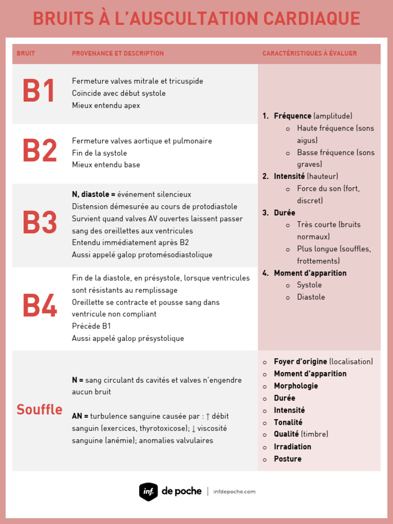 Bruits Cardiaques : B1, B2, B3, B4 | PDF | Cardiologie | Système ...