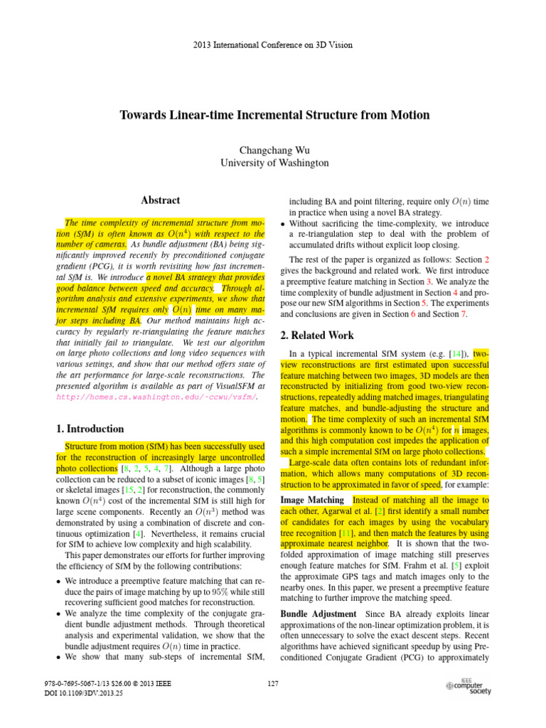 Towards Linear-Time Incremental Structure From Motion | PDF | Numerical Analysis | Linear Algebra