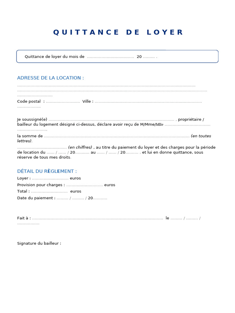 Quittance de Loyer | PDF
