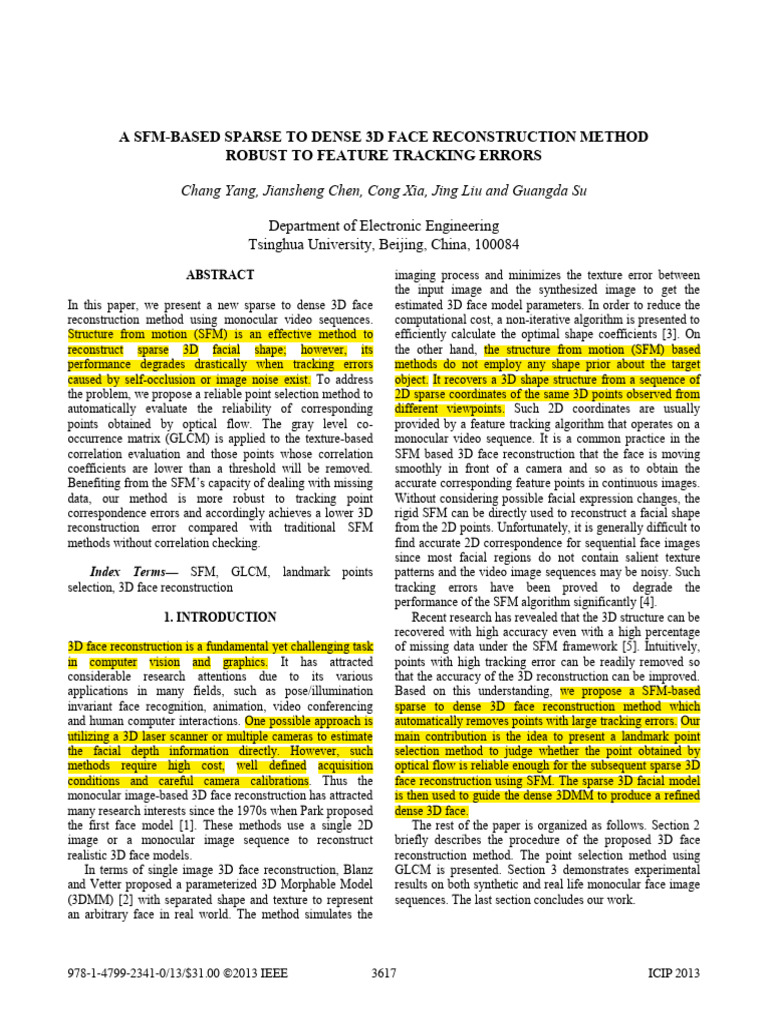 A SFM-based sparse to dense 3D face reconstruction method robust to feature tracking errors ...