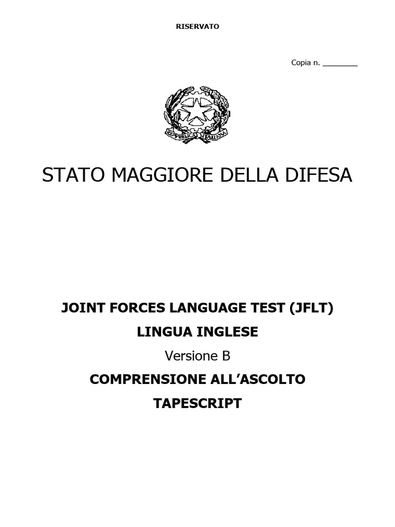 Joint Forces Language Test Tapescript | PDF | Risk