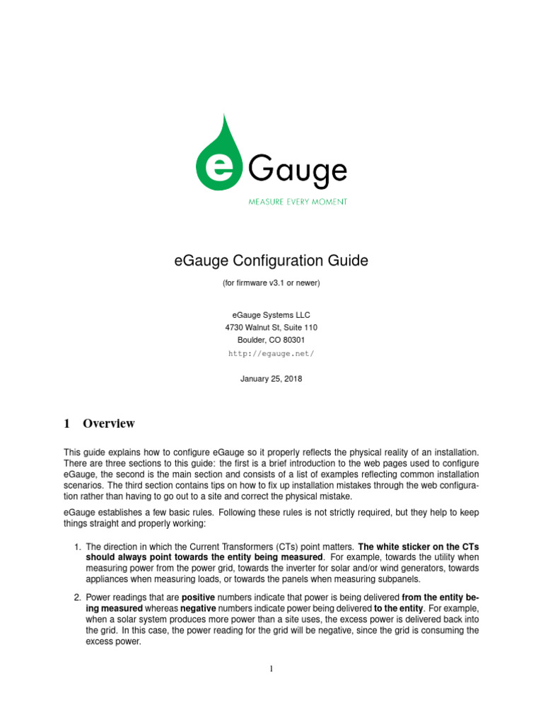 eGauge Configuration Guide v3.1+ | PDF | Ac Power | Power Inverter