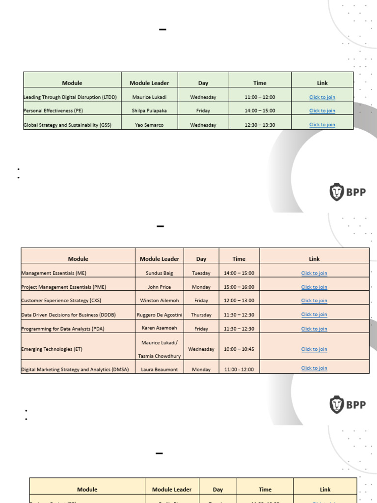 Module Leader Drop-In Hours 2025 | PDF | Computing | Information Retrieval