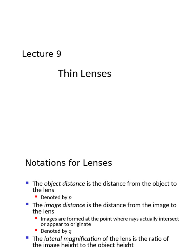 PHYS 122 Lecture 9 (Revised) | PDF | Applied And Interdisciplinary Physics | Lenses