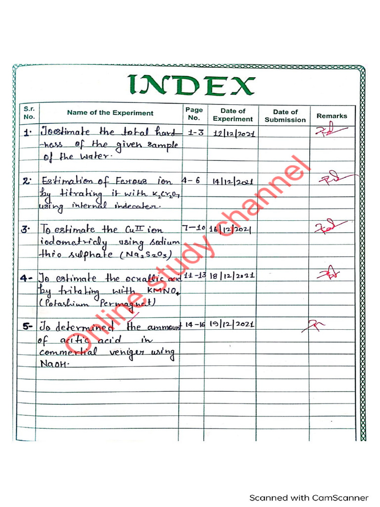 BSC Chemistry 1st Sem Practical File. | PDF