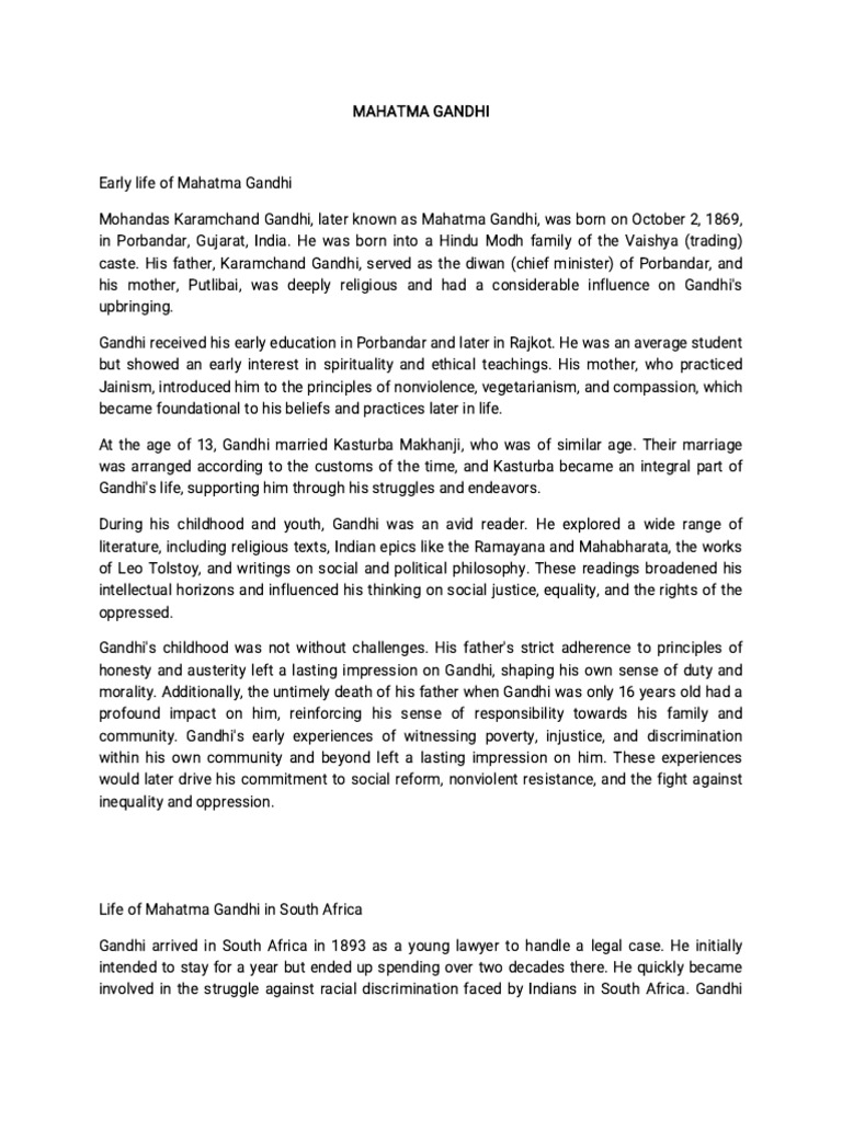 Mahatma Gandhi: Life and Legacy | PDF | Mahatma Gandhi | Nonviolence