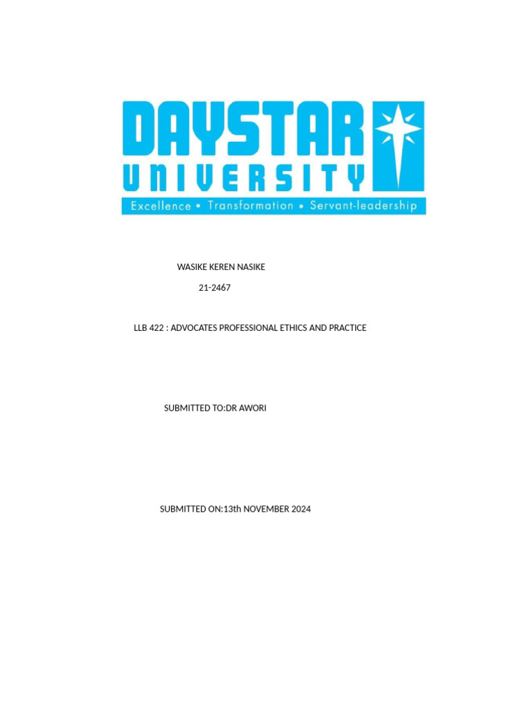 Daystar Law Students Code of Conduct | PDF
