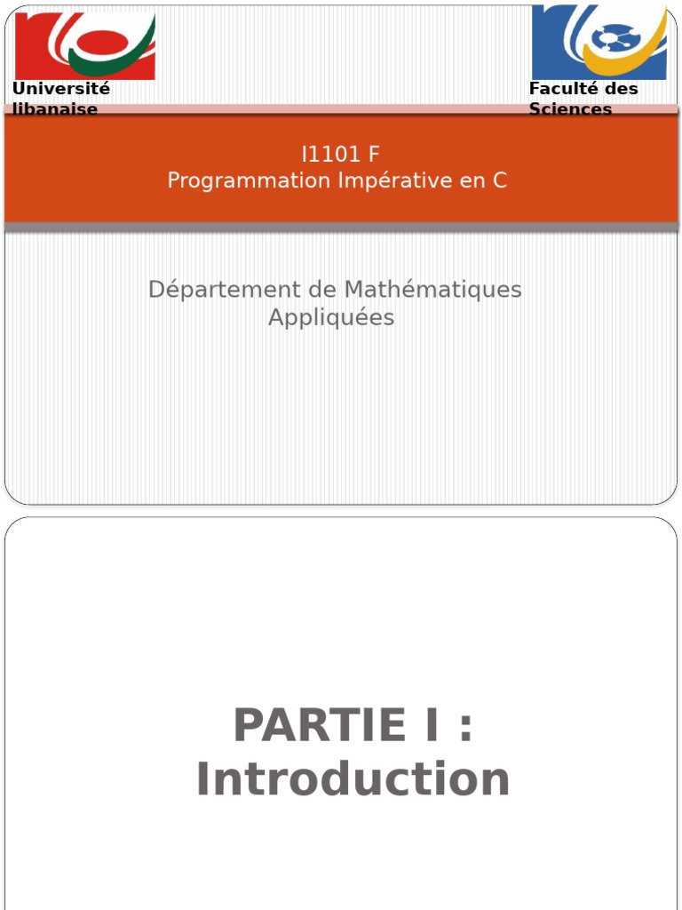 Chapitre i II III IV V | PDF | Variable (informatique) | C (Langage de programmation)