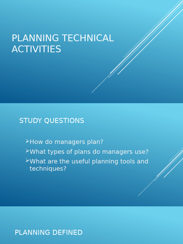 Planning Technical Activities | PDF | Strategic Planning | Goal