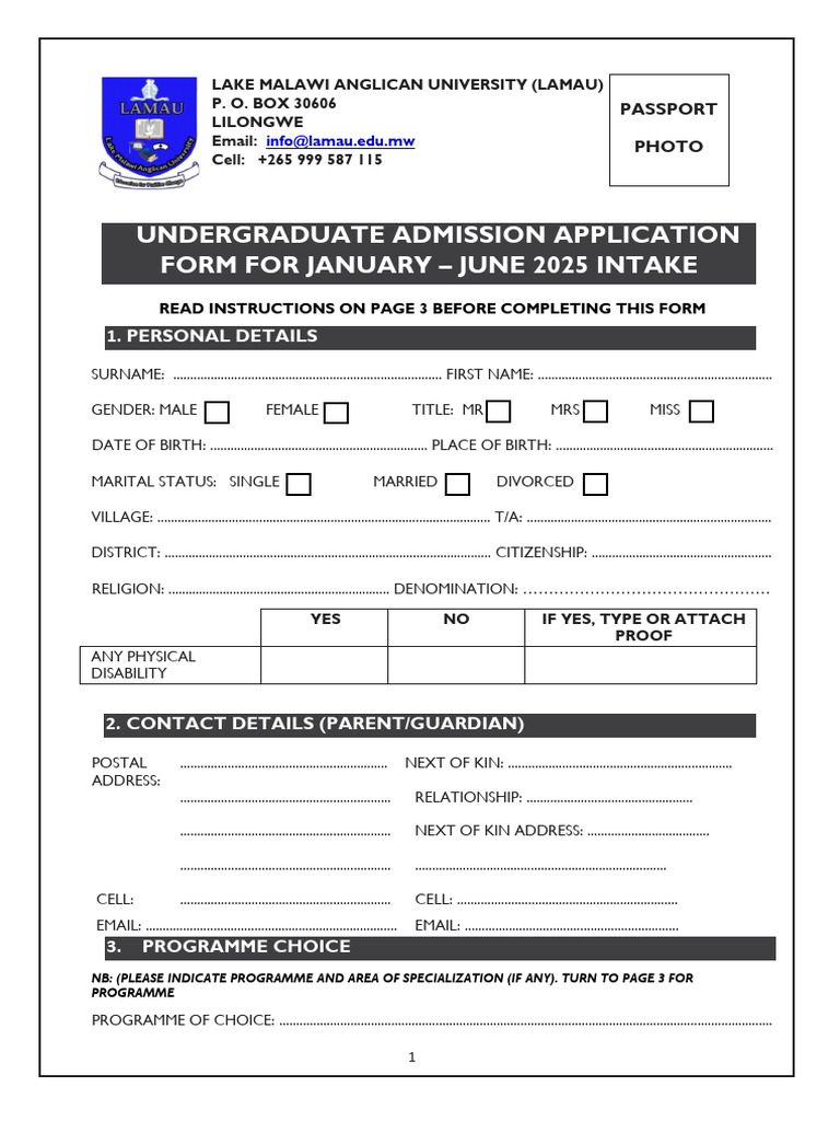 LAMAU Application Form Jan-June 2025 Intake | PDF | Diploma