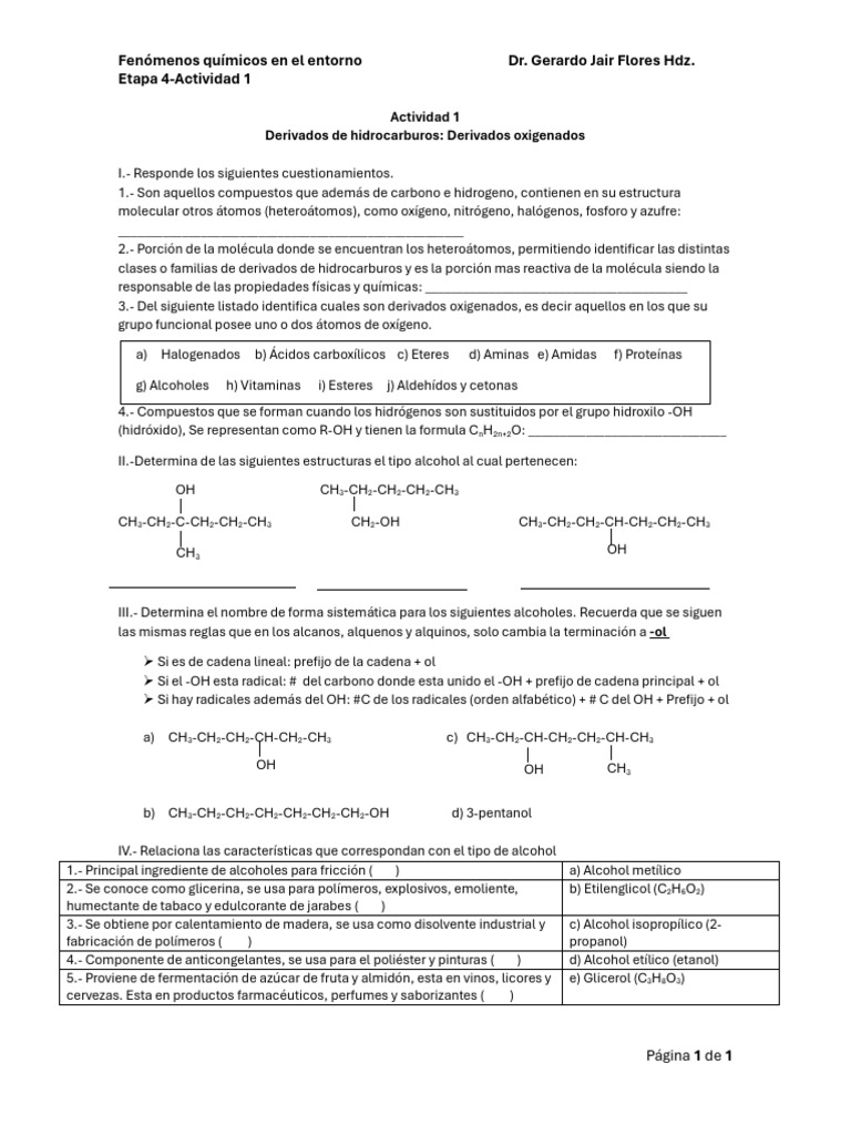 Actividad 1 Etapa 4 FQE 2024 | PDF | Etanol | Glicerol