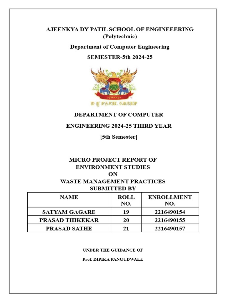 Est Microproject (Waste Management Practices) Final | PDF | Waste Management | Waste