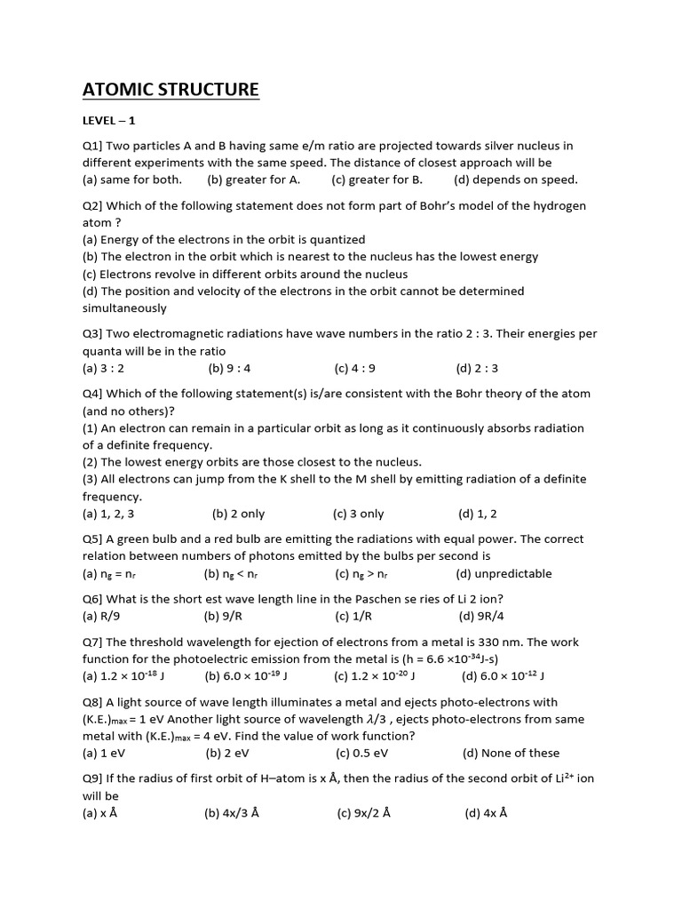 ATOMICSTRUCTUREpdf | PDF | Atomic Orbital | Electron