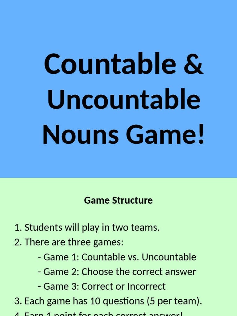 Countable vs. Uncountable Nouns Game | PDF | Semantic Units | Syntactic ...