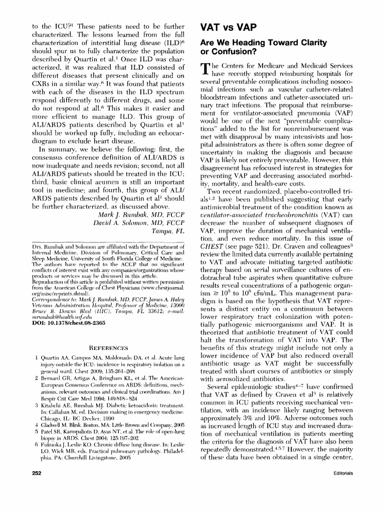 VAT vs VAP Chest | PDF | Asthma | Pneumonia