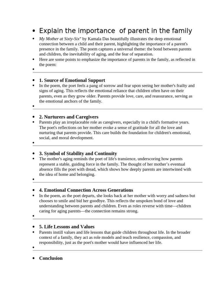 Importance of Parents in Family Dynamics | PDF | Health Care | Mental ...