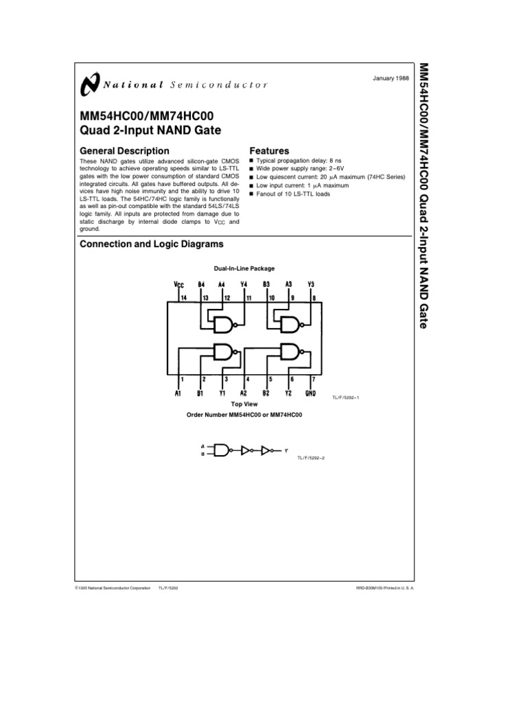 74HC00 | PDF | Logic Gate | Semiconductor Devices