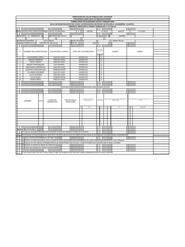 Busqueda Activa Comunitaria 2023 | PDF
