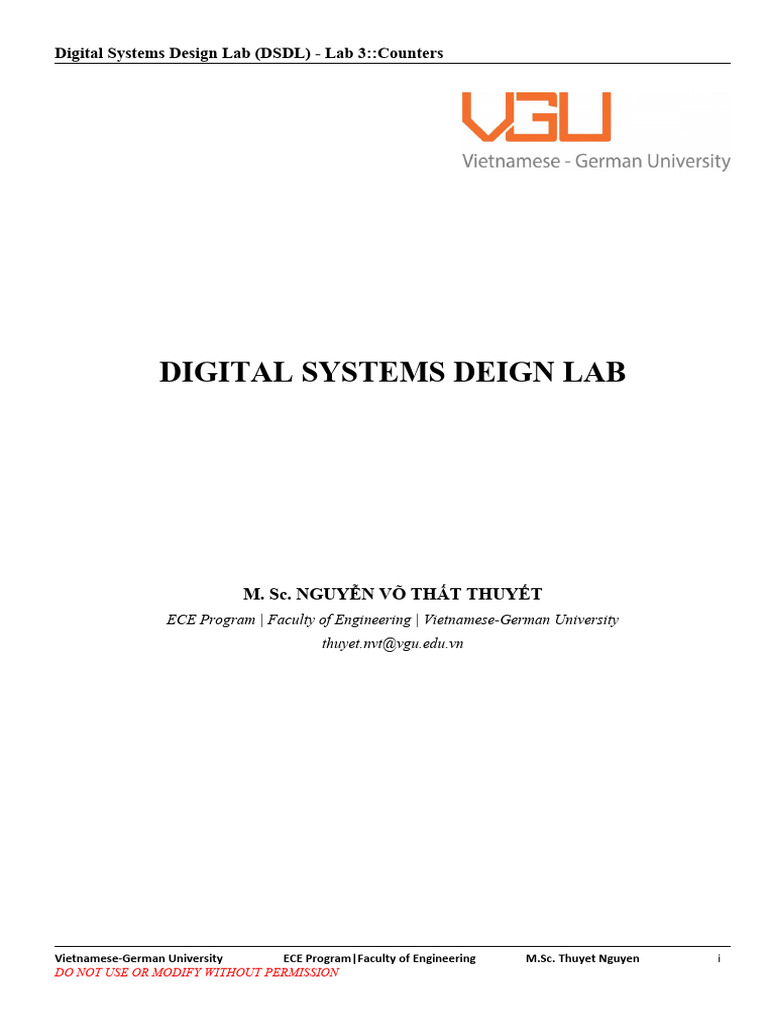 Vgu Ece DSDL Lab3 Counters | PDF | Hardware Description Language | Field Programmable Gate Array