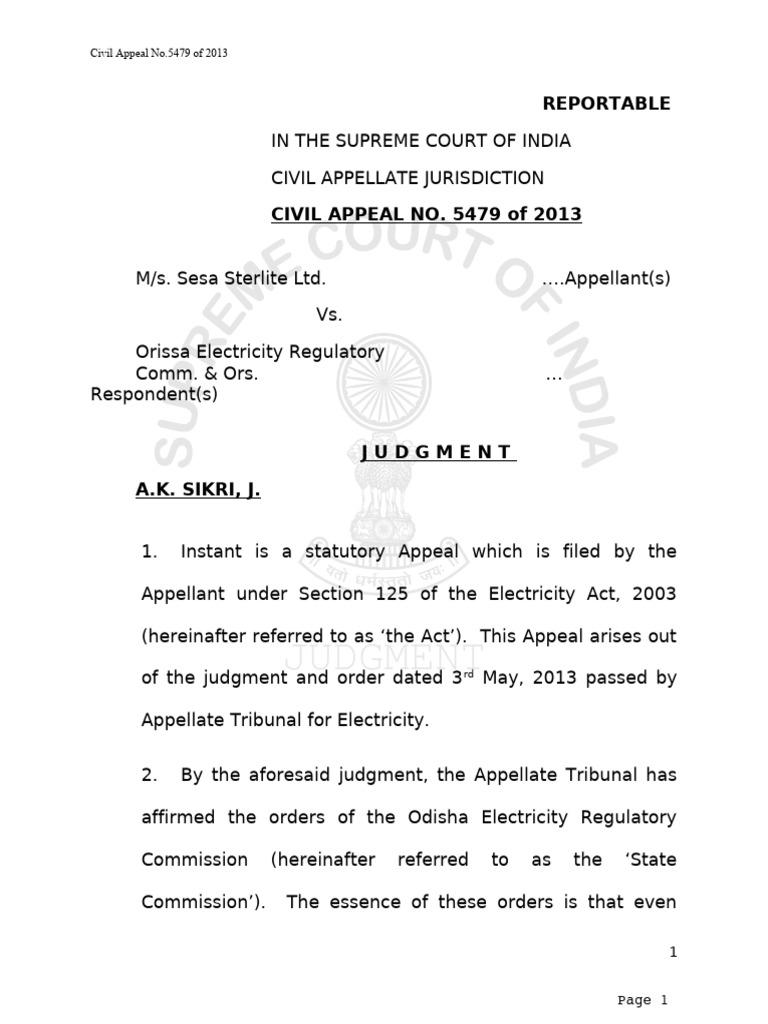 Supreme Court Judgement On Applicability of Cross Subsidy Surcharge | PDF | Electric Power ...