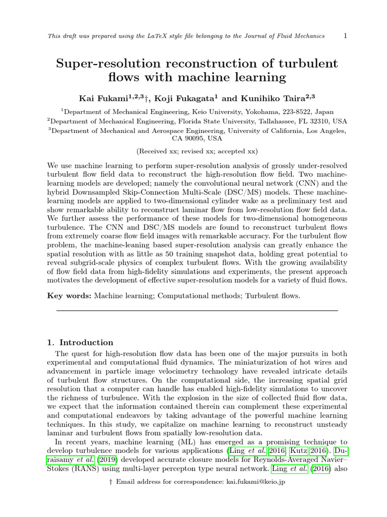 2019-Ptd-Fukami - (JFluidMech-ArXiv) - Super-Resolutiom Reconstruction of Turb Flows With Mach ...