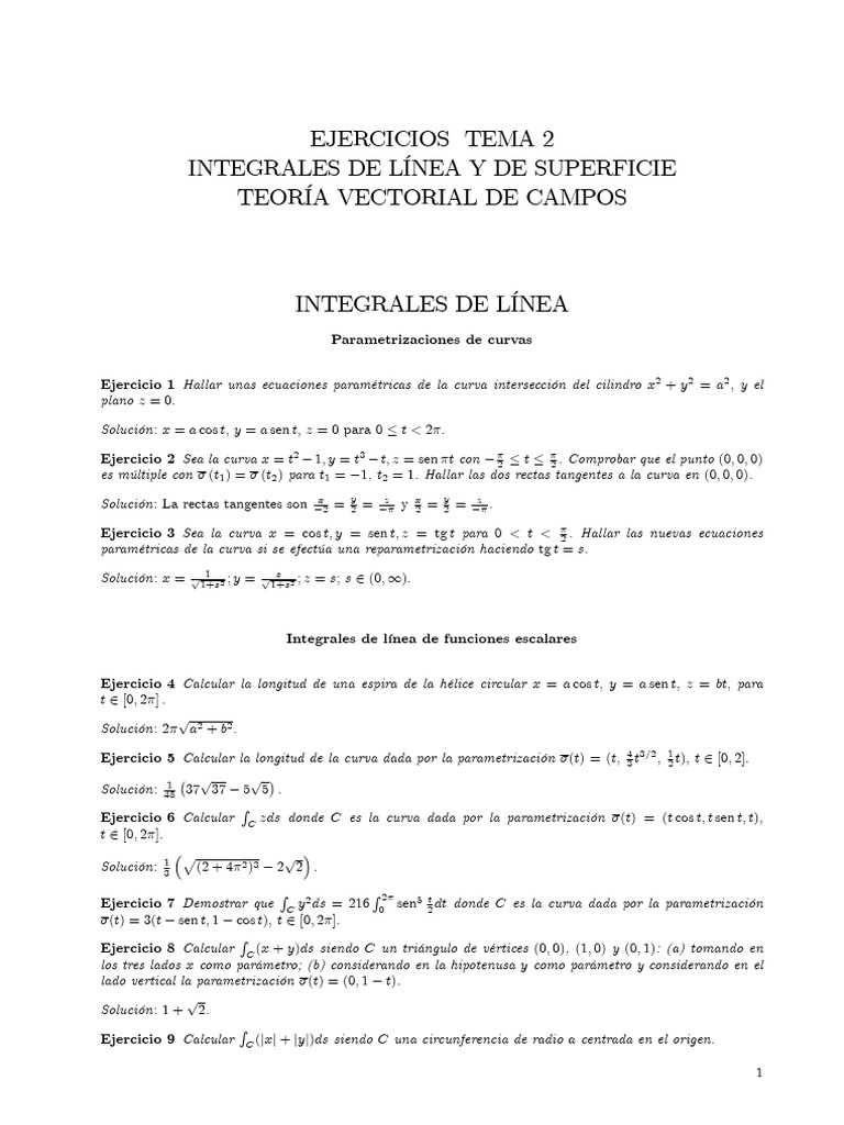 ProblemasAM Tema 2 | PDF | Integral | Vector Euclidiano