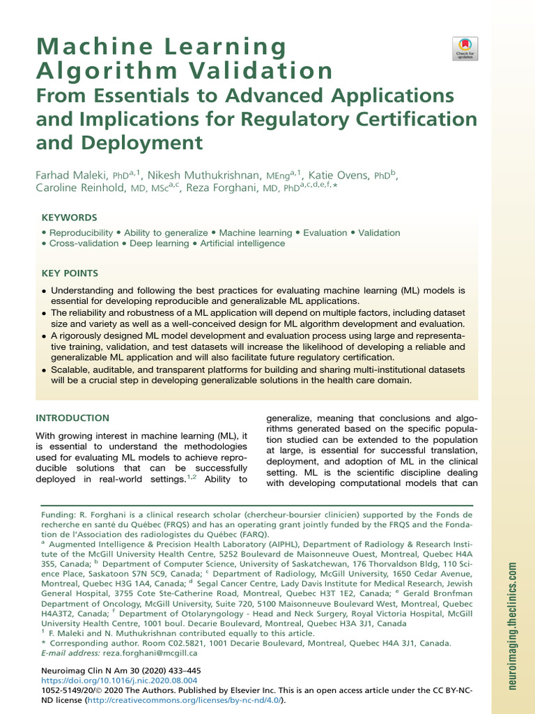 2020-Maleki-(NeuroimageClin)-Machine Learning Algorithm Validation ... | PDF | Cross Validation ...