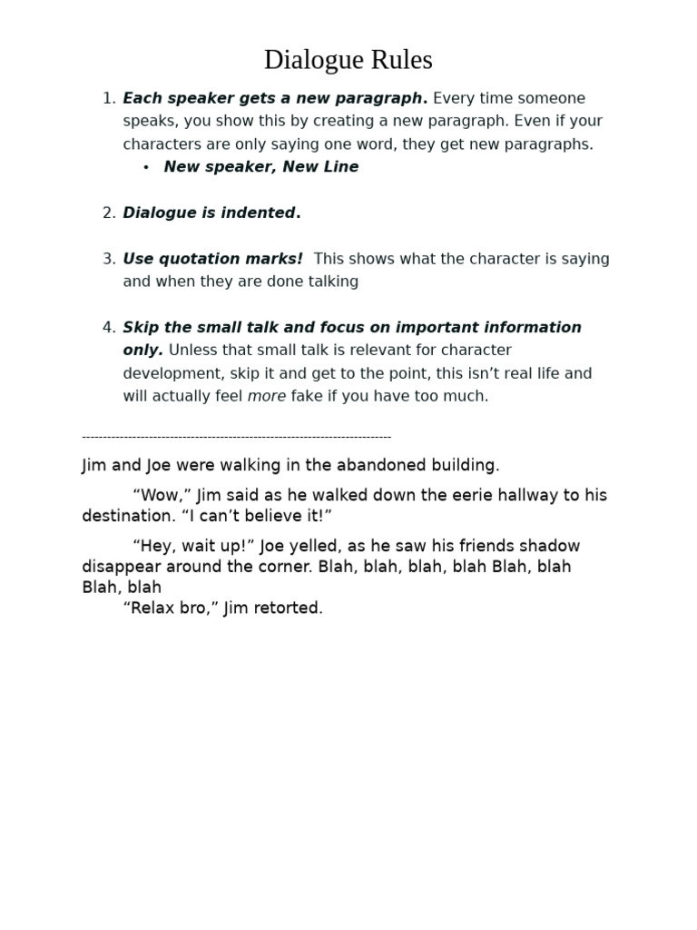 Dialogue Writing Basics | PDF