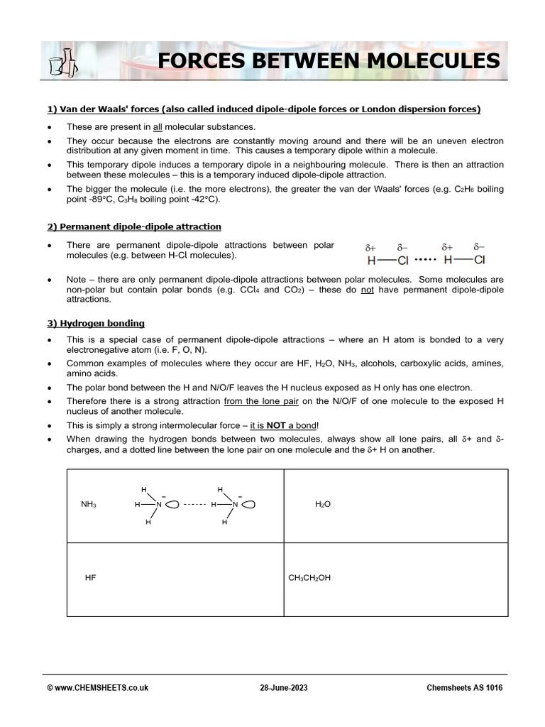 Intermolecular Forces and Boiling Points | PDF | Intermolecular Force ...
